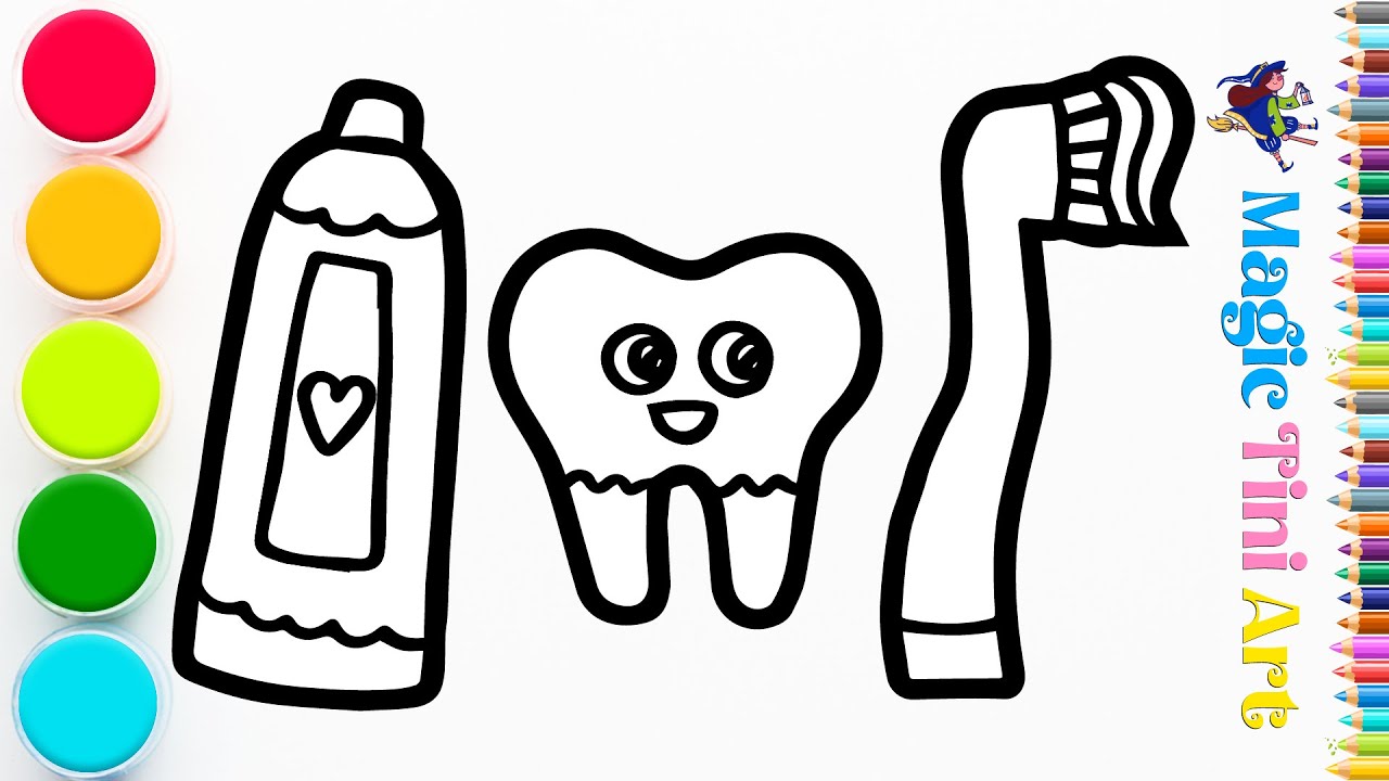 How to Draw a Toothpaste, Pretty Teeth, Toothbrush | Step by Step - YouTube
