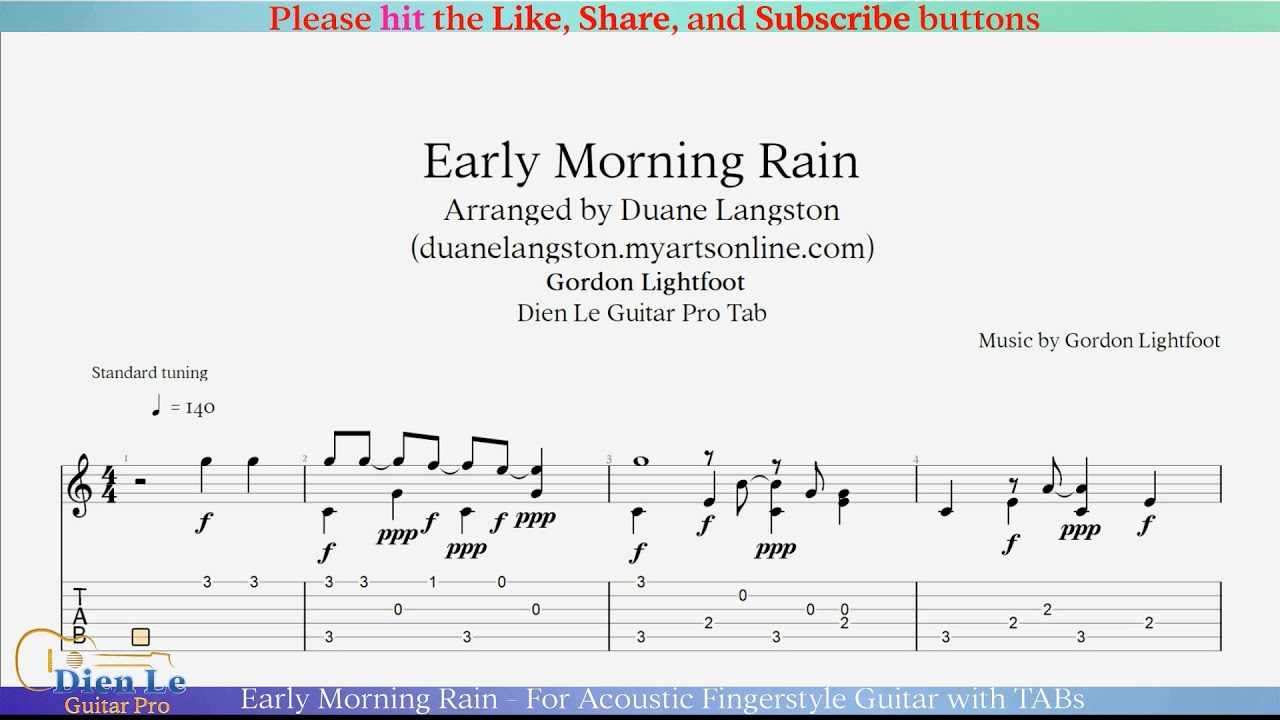 Early Morning Rain - For Acoustic Fingerstyle Guitar with TABs - YouTube