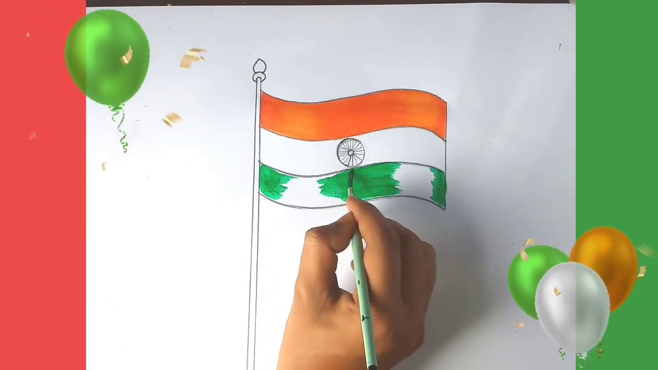 HOW TO DRAW INDIAN FLAG VERY EASILY WITH WATER COLOUR - YouTube