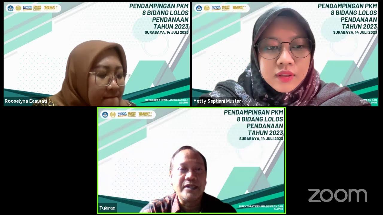 Pendampingan PKM 8 Bidang Lolos Pendanaan Unesa Tahun 2023 - YouTube