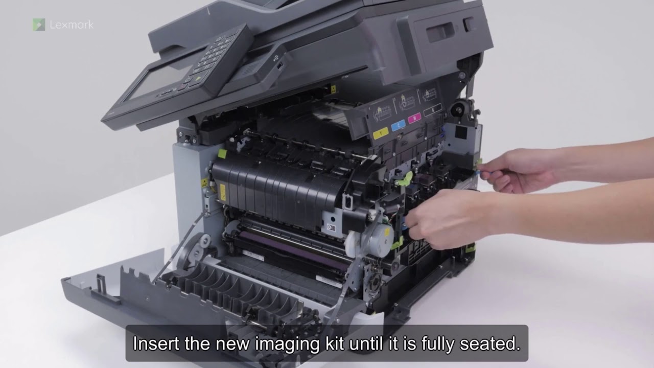 Lexmark XC2235 - Replacing a black and colour imaging kit - YouTube