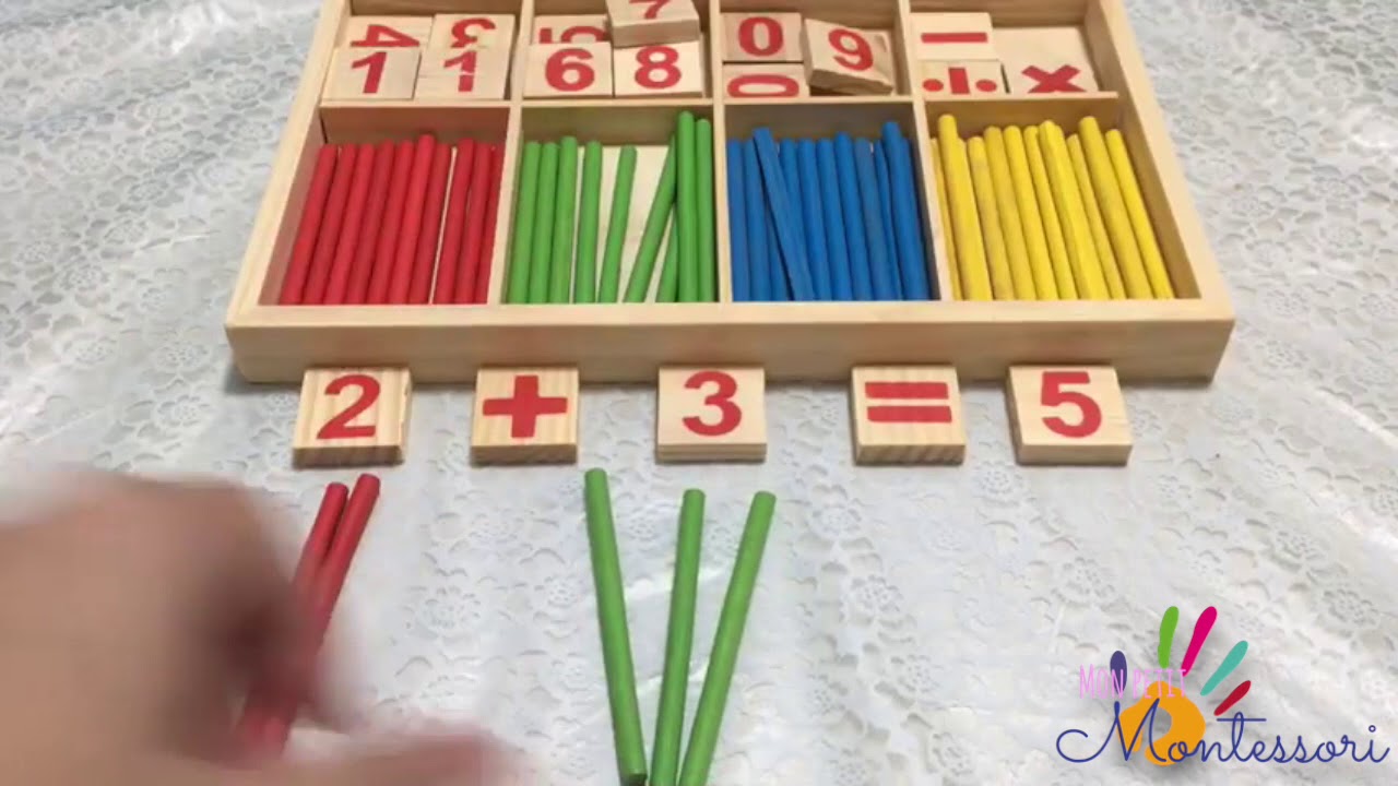 Boîte de sticks à compter en bois - YouTube