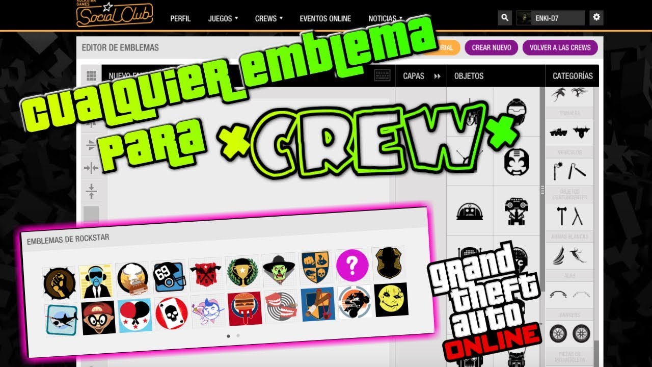 CUALQUIER EMBLEMA PARA CREW *ACTUALIZADO* GTA V ONLINE - YouTube