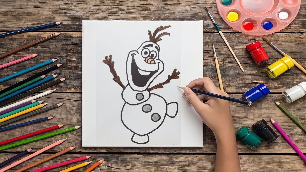 How to draw olaf from Frozen, drawing of Olaf step by step, snowman ...