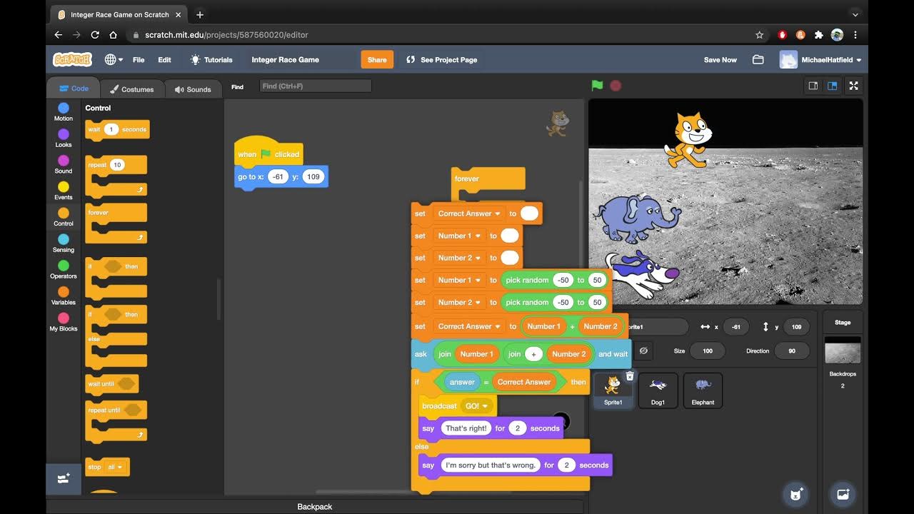 Math with Scratch - Integer Addition Race - YouTube