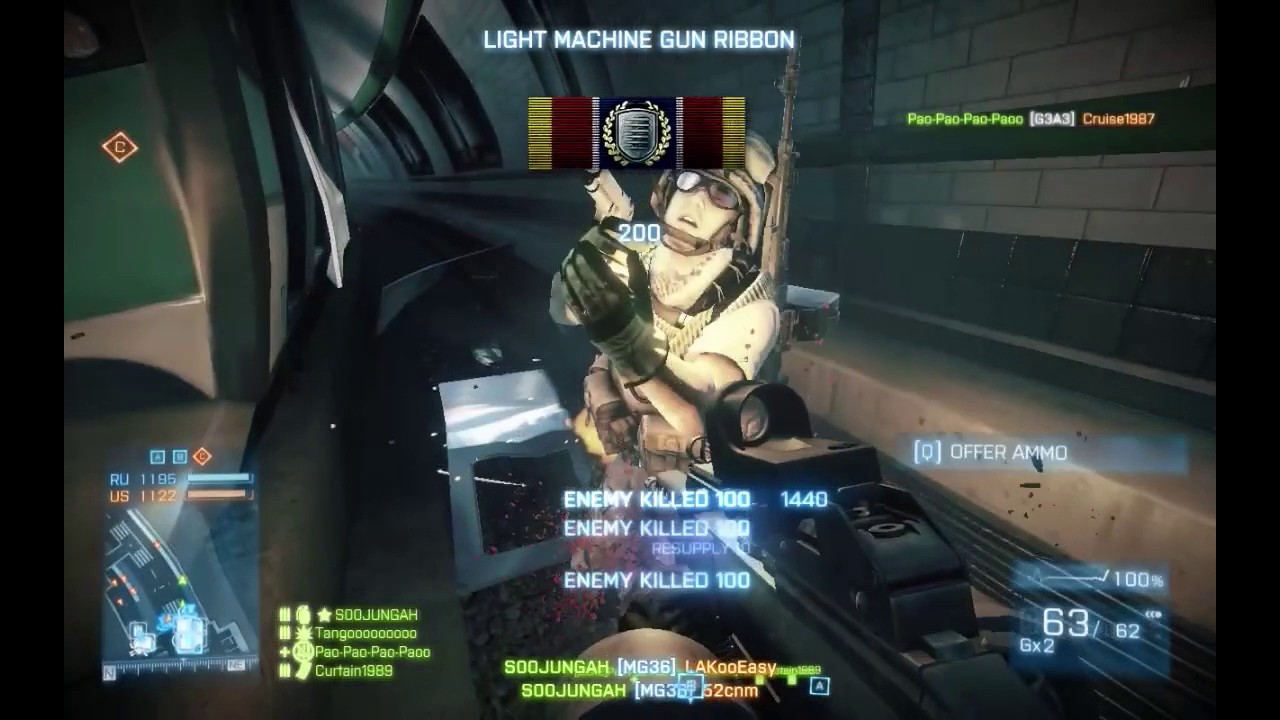 BF3 SOOJUNGAH "LMG CHAINSAW" with Bonus clips @60FPS - YouTube