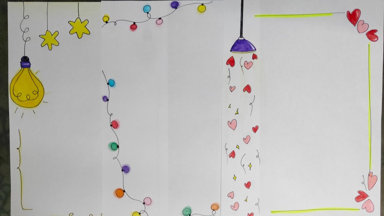 LIGHTS|Border designs on paper| Border designs for school projects and ...
