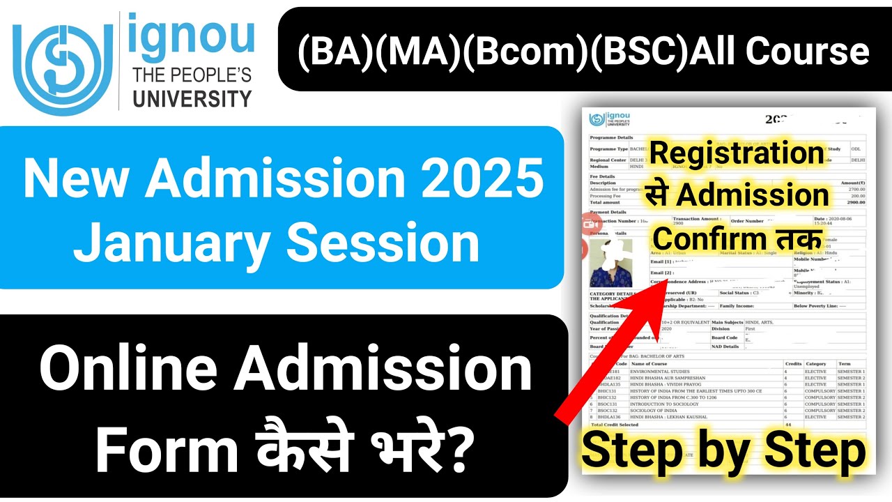 IGNOU Admission Form Fill Up Online 2025 | Admission 2025 January ...