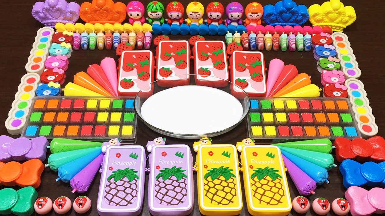 CLAY PIPING BAGS vs RAINBOW !!!Mixing random into GLOSSY slime🌻🌻🌻 ...
