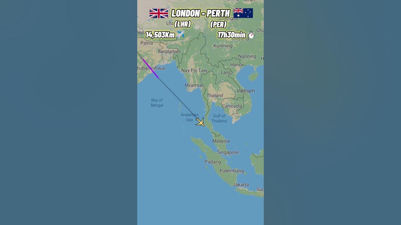 🇬🇧 London to Perth 🇦🇺 Flight route - British Airways #aviation #travel #flight #uk #london # ...