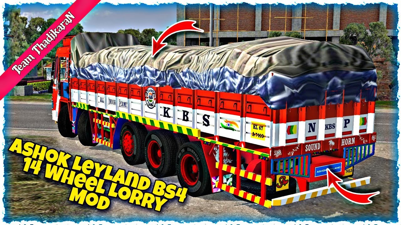 Ashok Leyland bs4 14wheel lorry mod 😍 || Realistic exterior || bussid ...