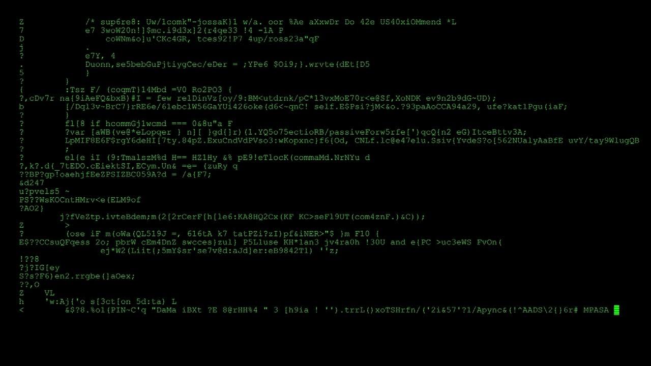 1H Long Relaxing Coding Screensaver Encrypted Programming Code Video VJ Loop no sound, no music ...
