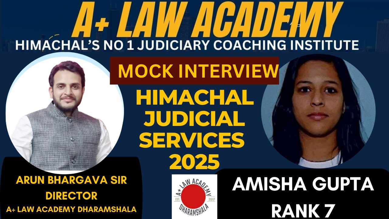 Amisha Gupta Rank 7, Mock Interview | Himachal Judicial Services 2025 ...