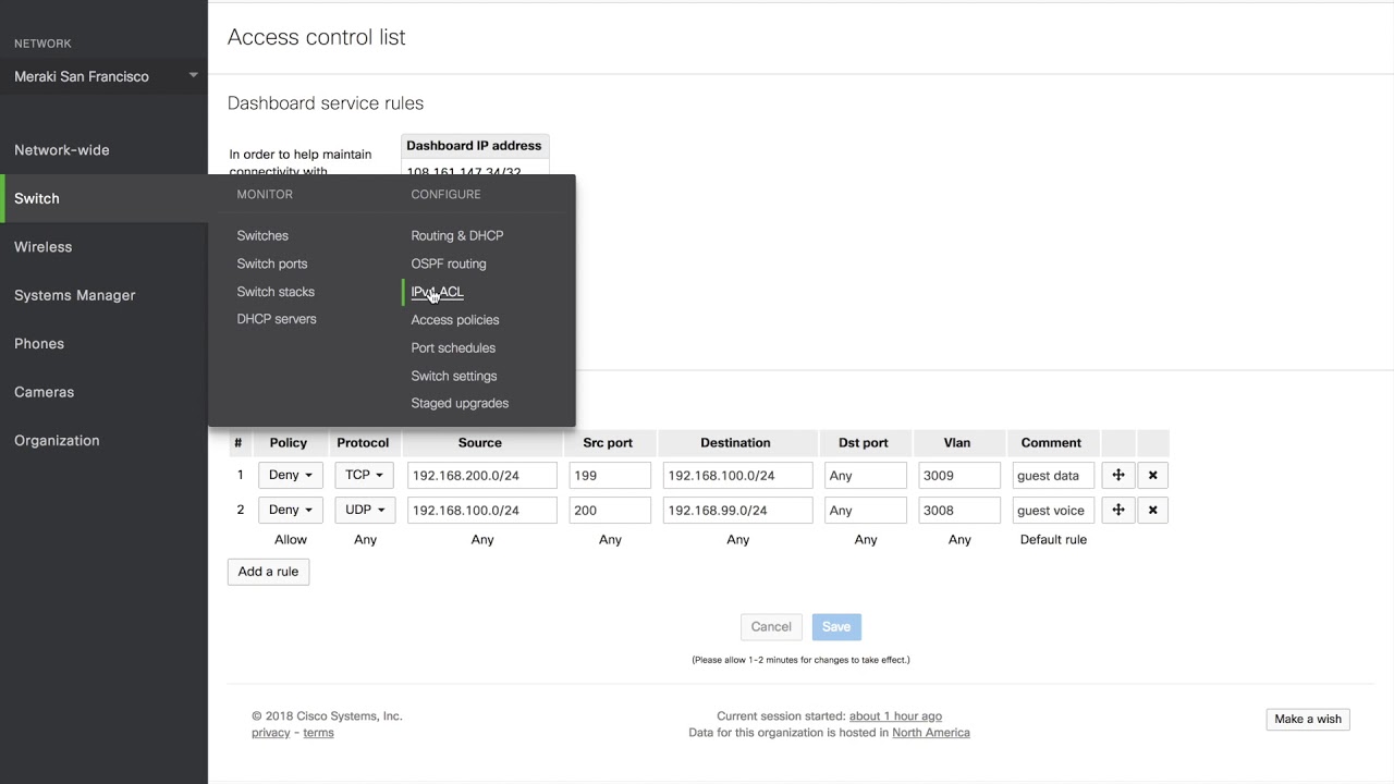 Meraki MS - Access Control Lists - YouTube