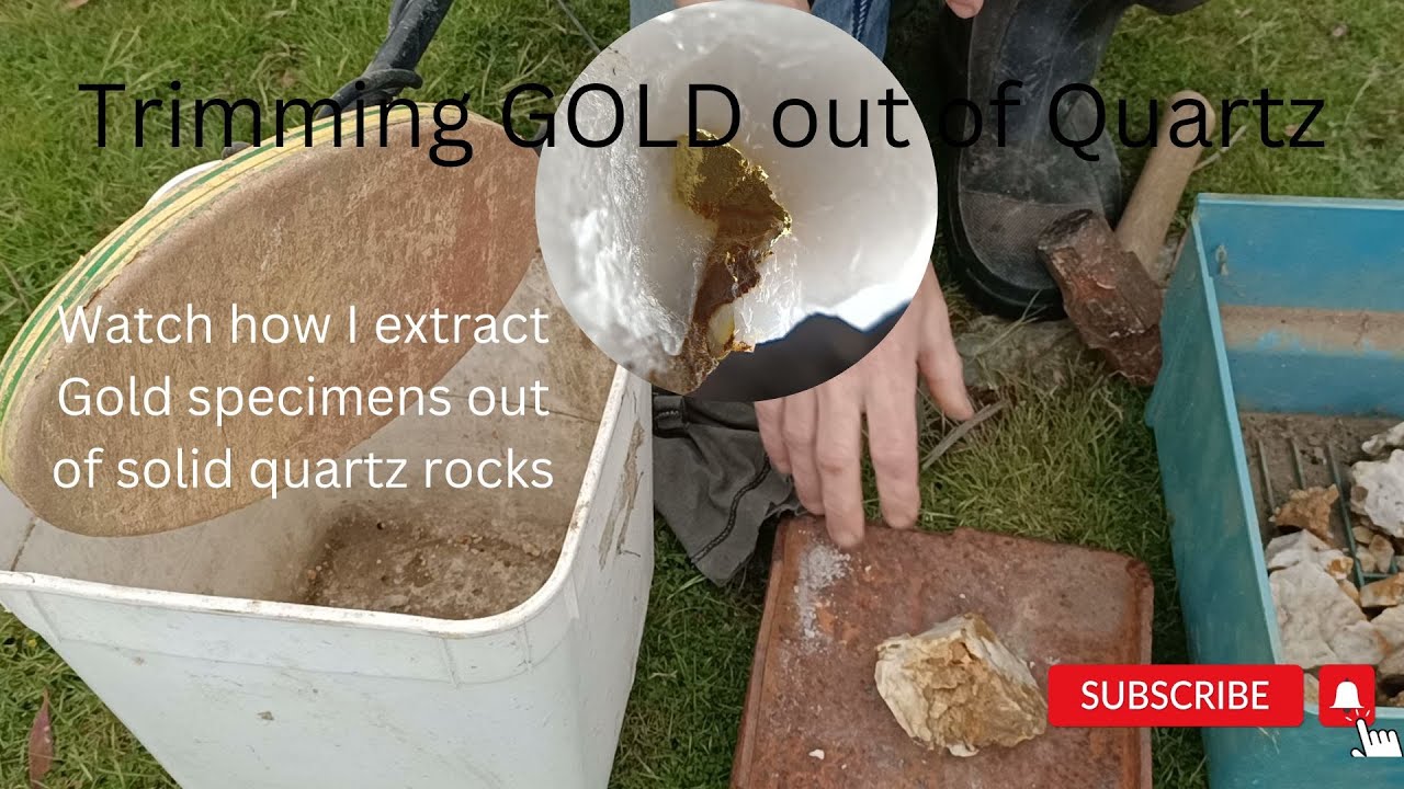 Breaking Gold Specimens out of Quartz - YouTube