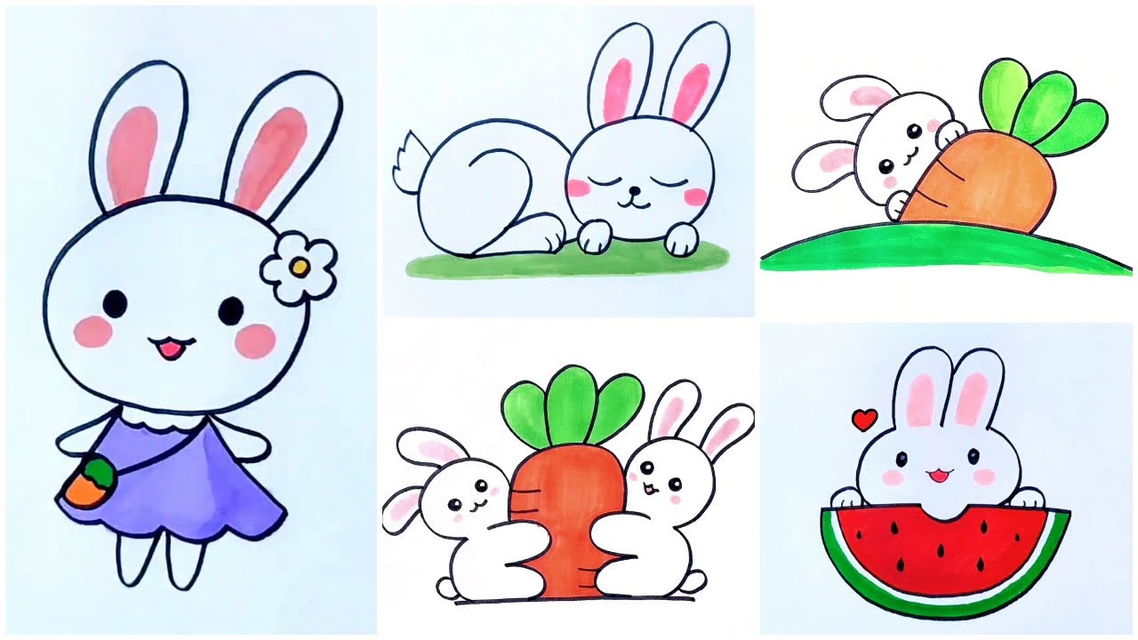 Cute Easy Bunny Rabbit Drawing Ideas | How to Draw a Bunny Easy Spring ...