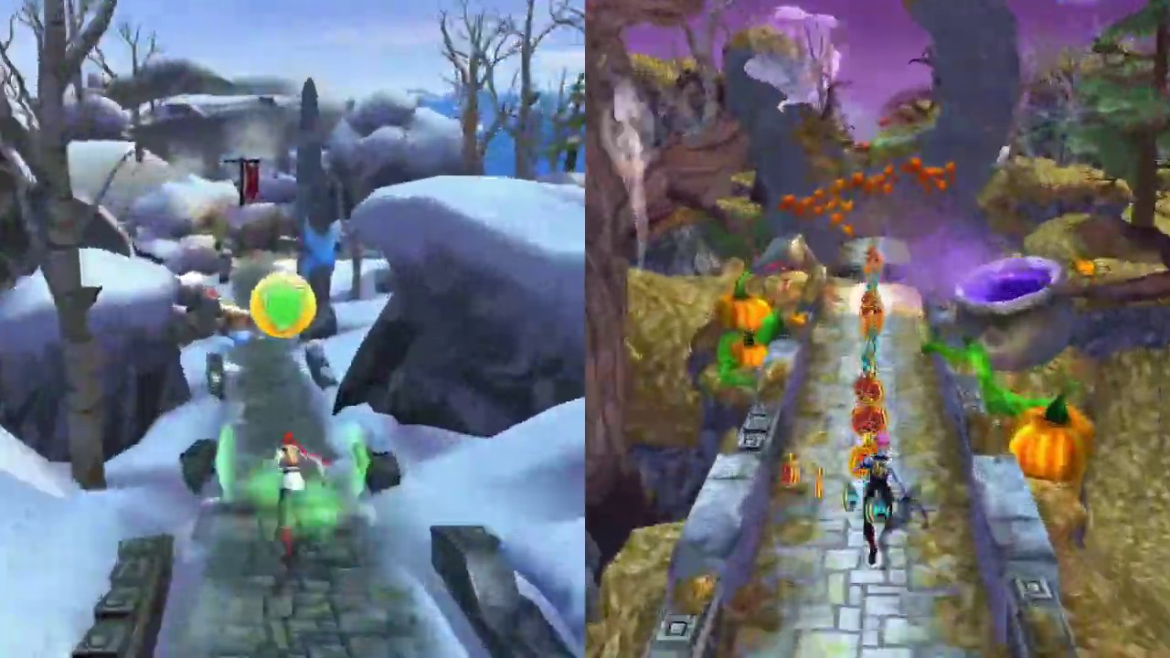 Temple Run 2 Frozen Shadows Vs Spooky Ridge - YouTube