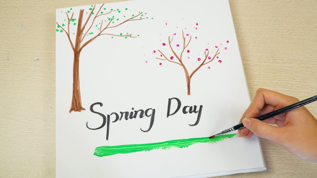 Daily Challenge #13 / Spring Day/ Acrylic Painting Step By Step ! - YouTube