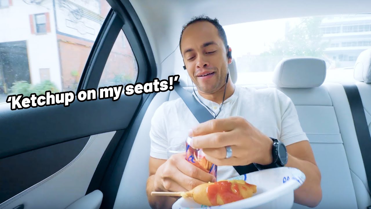 bad uber passengers this guy is eating in my car! - YouTube