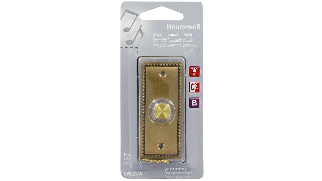 Honeywell Wired Illuminated Push Button - Brass Finish (RPW314A1002 ...
