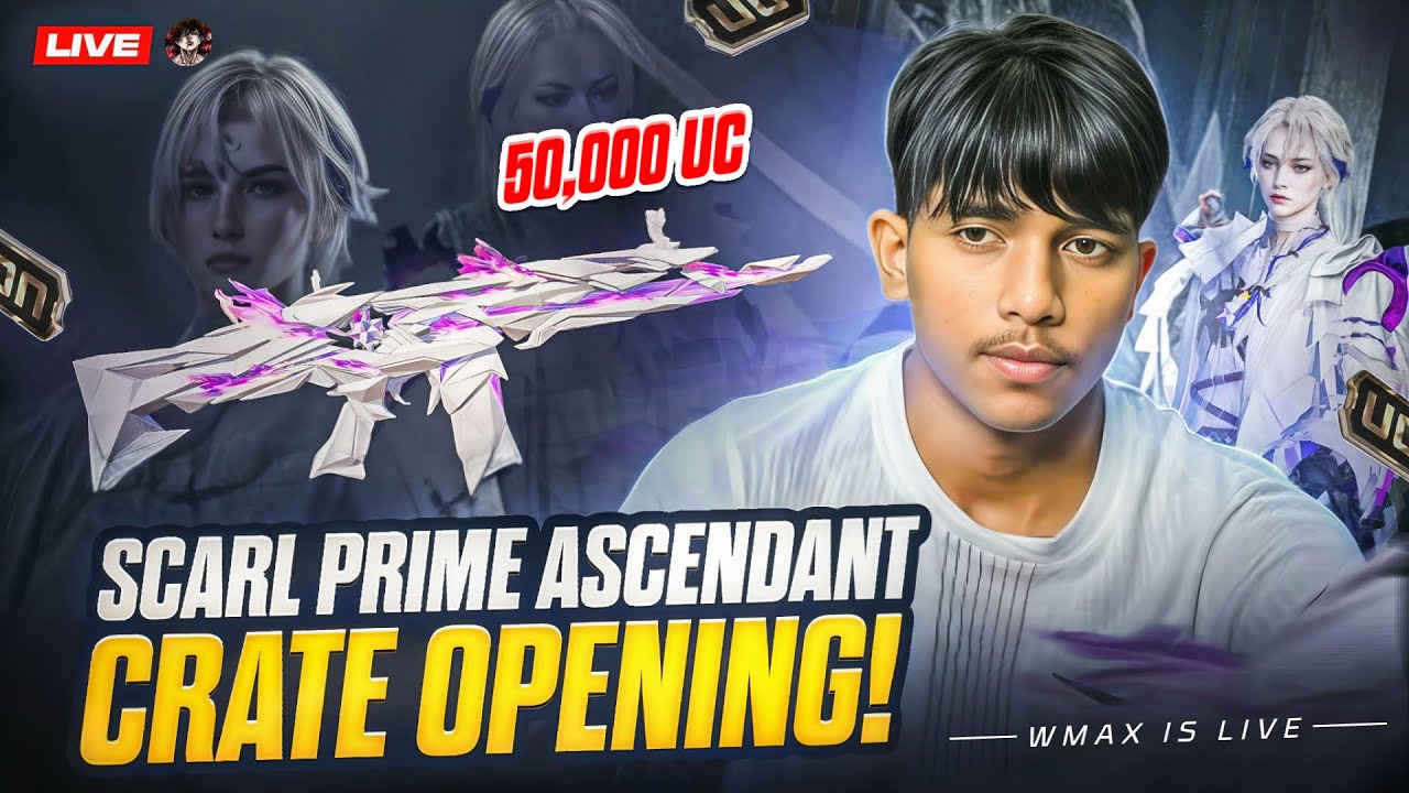 50000 UC ScarL Prime Ascendent Crate Opening! 😍 Wmax is Live | BGMI ...