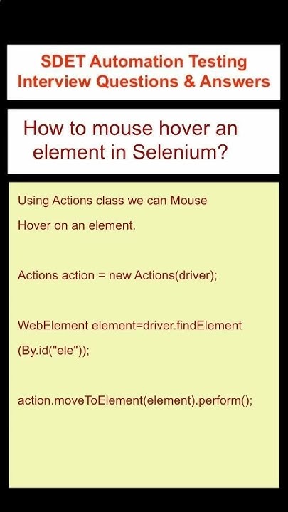 SELENIUM : How to mouse hover an element in Selenium - SDET Automation ...