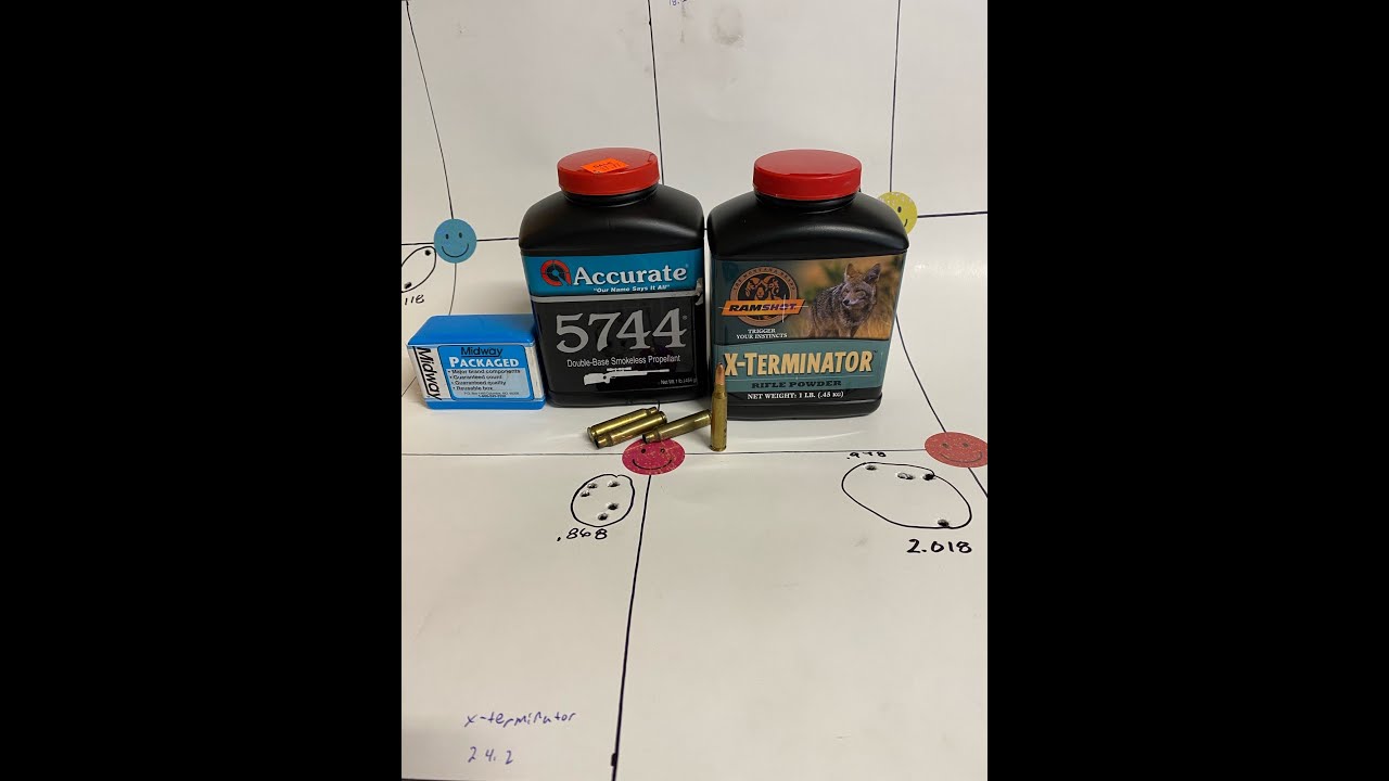 Accurate 5744 and X Terminator load up with 223 46gr HP EP 2 - YouTube