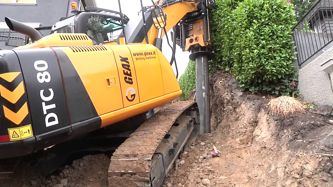 GEAX DTC80 Foundation Drill Rig Limited Access Drilling - YouTube
