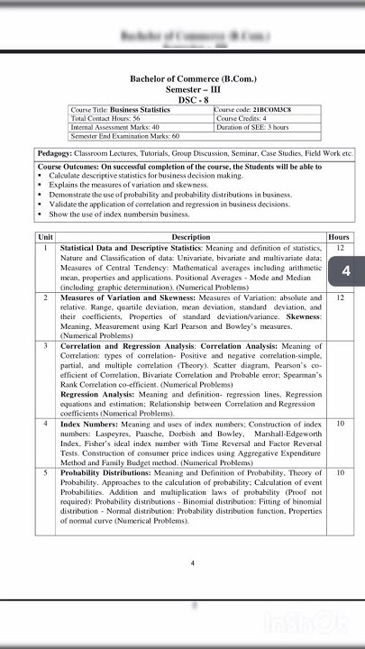 #B.com 3rd semester VSKUB University#Business statistics syllabus - YouTube