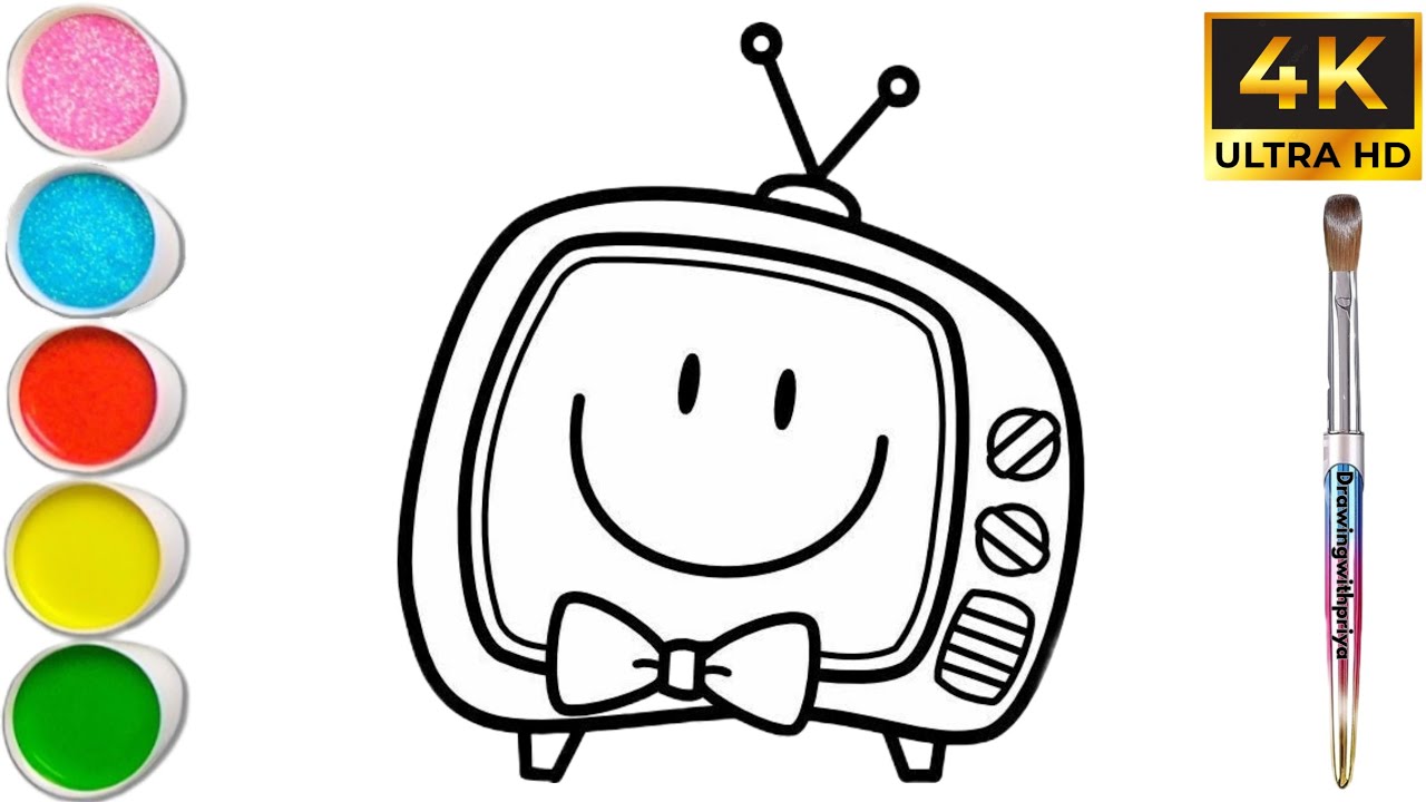 TV drawing for kids || Easy Tv drawing for kids || How to draw a Tv ...