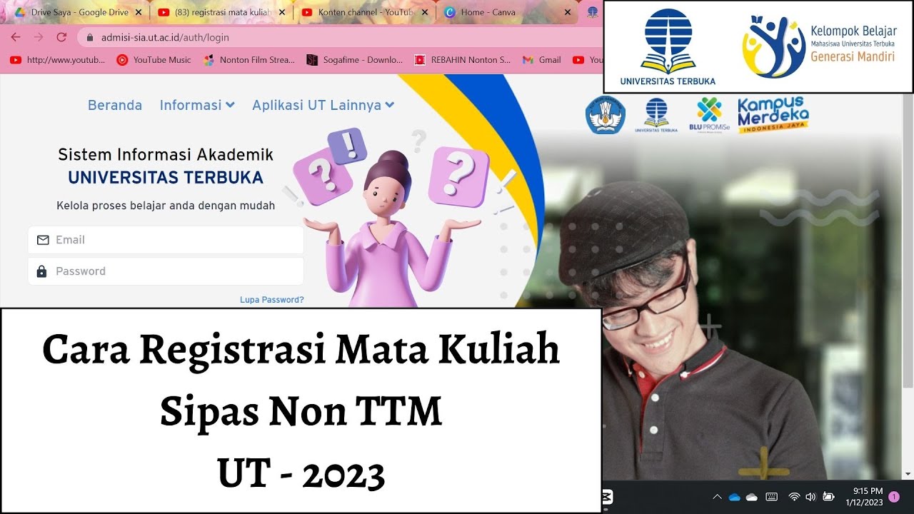 Cara Registrasi Mata Kuliah UT Sipas Non TTM 2023, Penjelasan Singkat dan Simple - YouTube