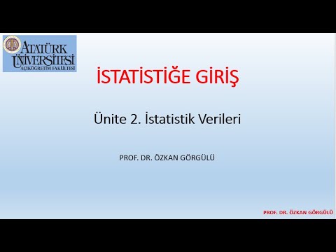 ATA-AOF. İstatistik Ünite 2. İstatistik Verileri