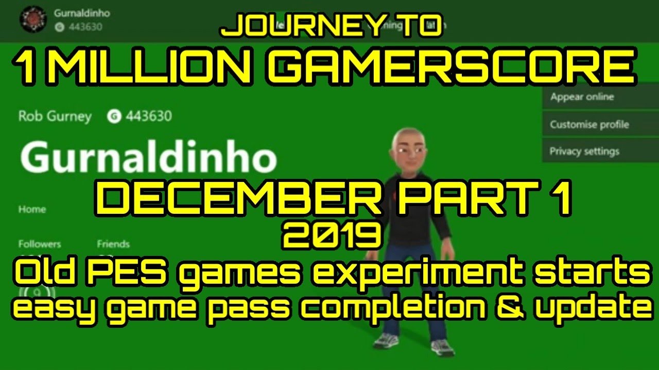 Journey to 1 million gamerscore, December part 1, old PES games , 1 ...