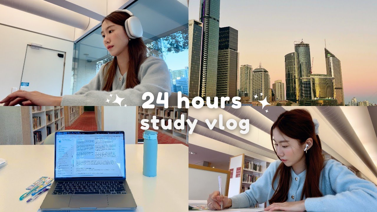 STUDY Vlog📚 | productive 24 hours, study with me at the library, a day ...