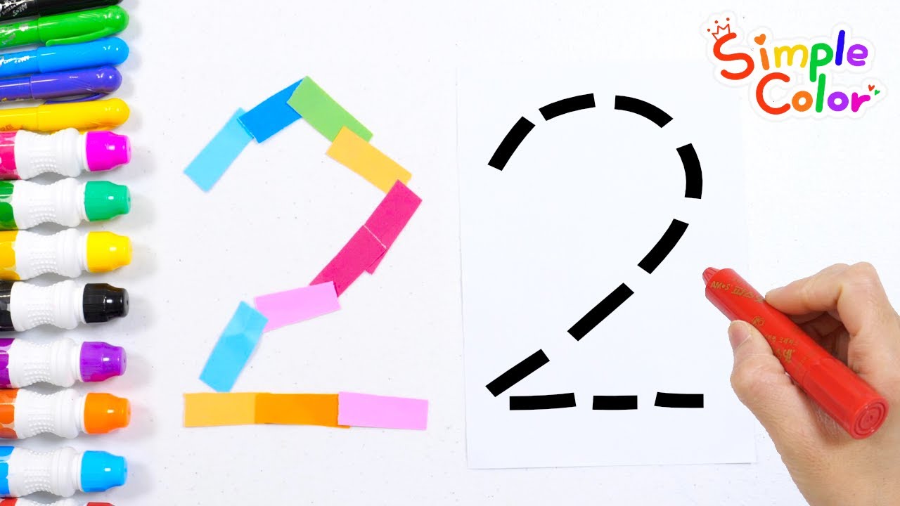 Attach small pieces of colored paper in the shape of numbers ...