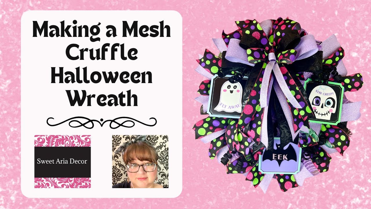 Making a Mesh Cruffle Wreath for Halloween #halloween #halloweendecor # ...