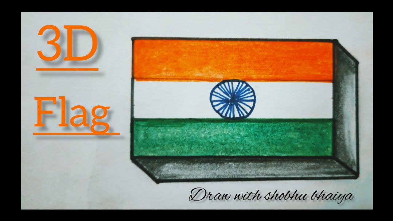 3D Indian flag drawing 🇮🇳| how to draw 3D flag #youtube #drawing - YouTube