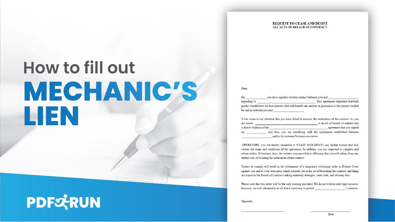 How to Fill Out Mechanic's Lien Online | PDFRun - YouTube