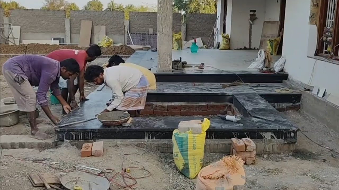 Granite laying work for garden pond #gggranitework @ganapathyguru1984 ...
