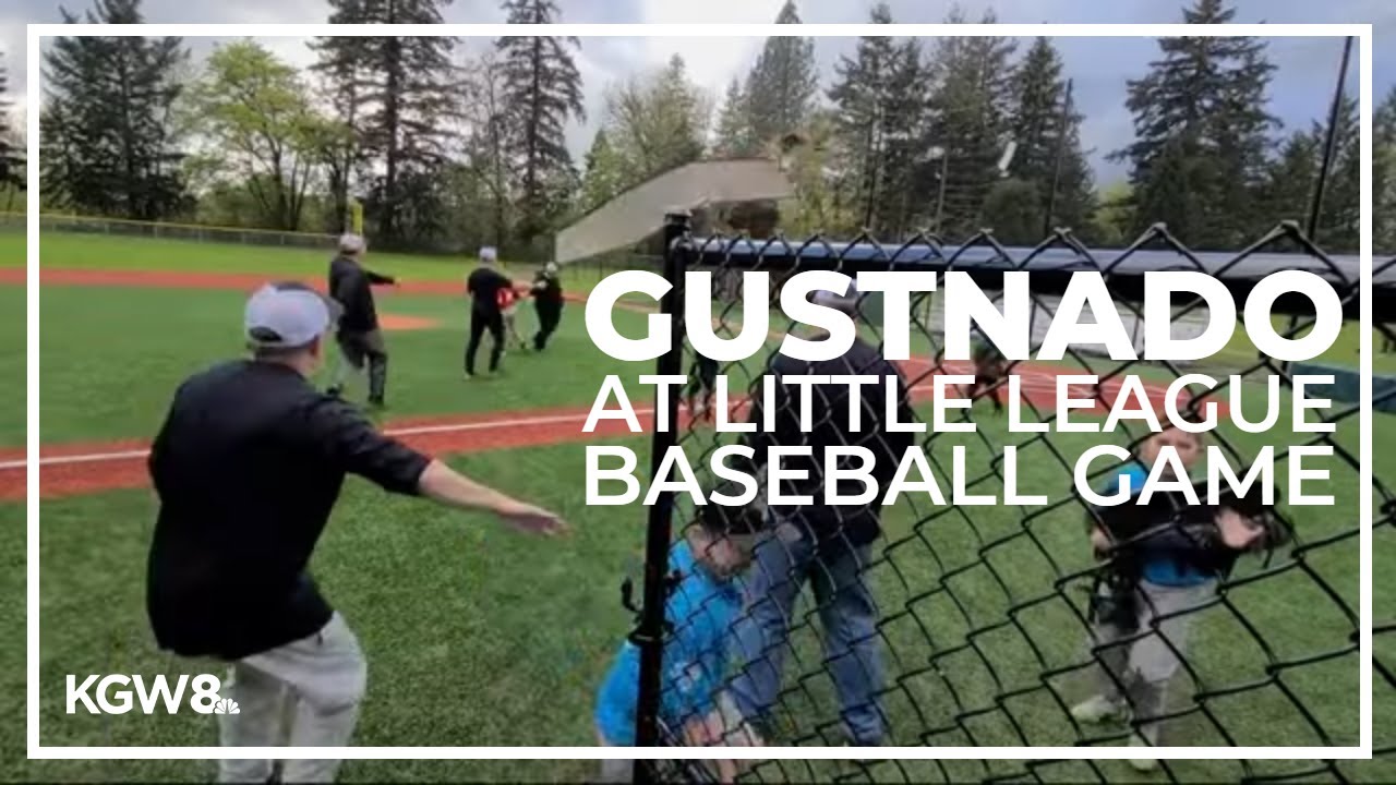 Gustnado in Tigard prompts scare at kids' baseball game - YouTube