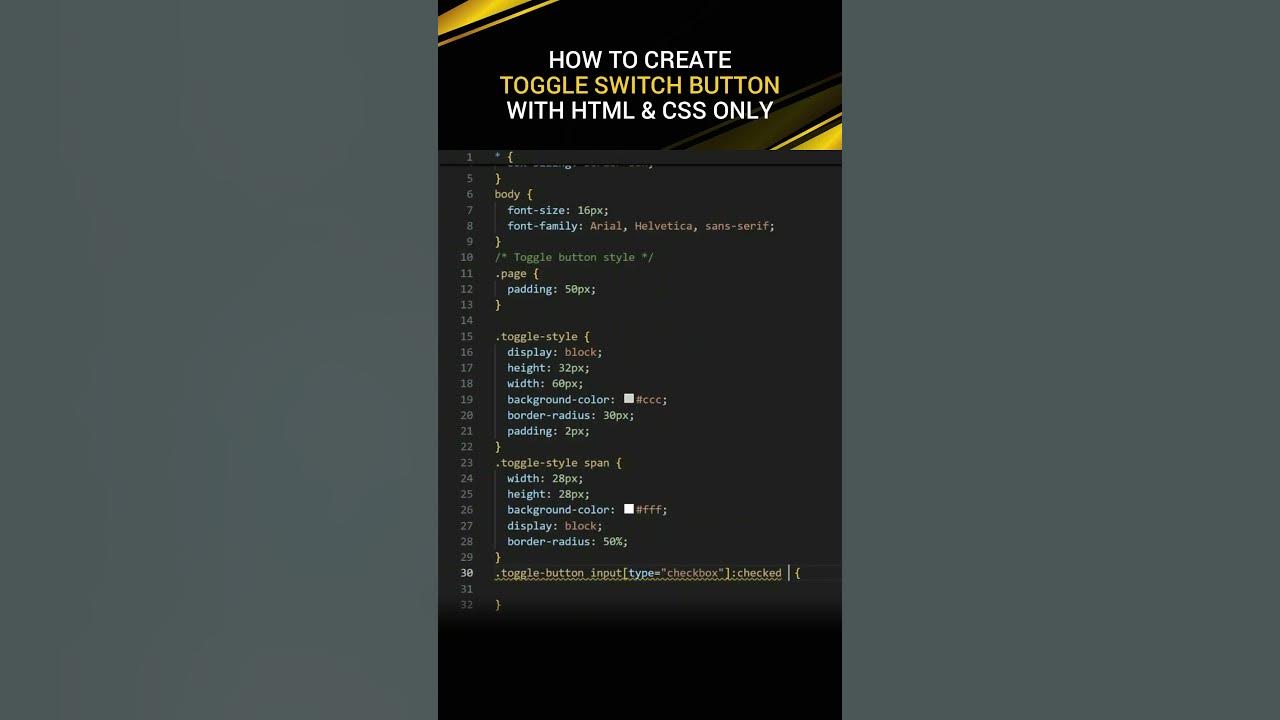 Create Toggle Switch Button with HTML & CSS | Custom Checkbox | Learn ...