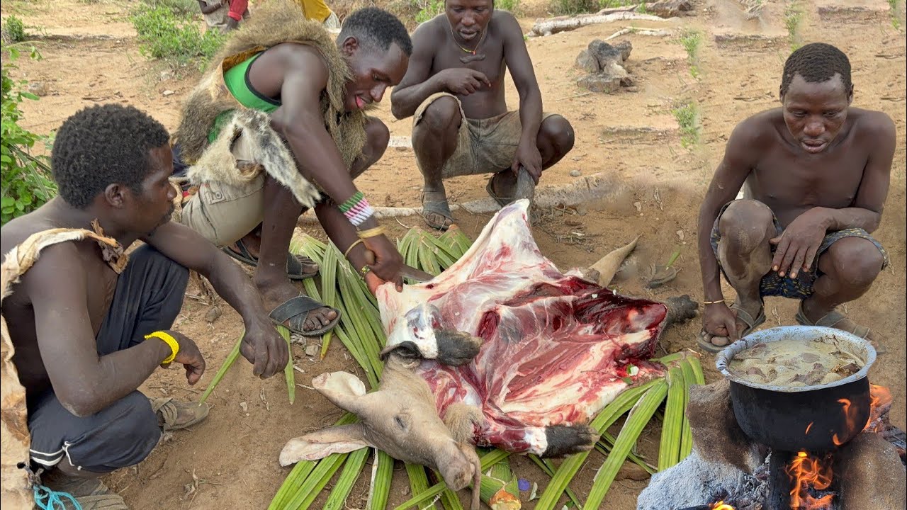 Discover hadza tribe Eating and Cooking Lunch #africa - YouTube