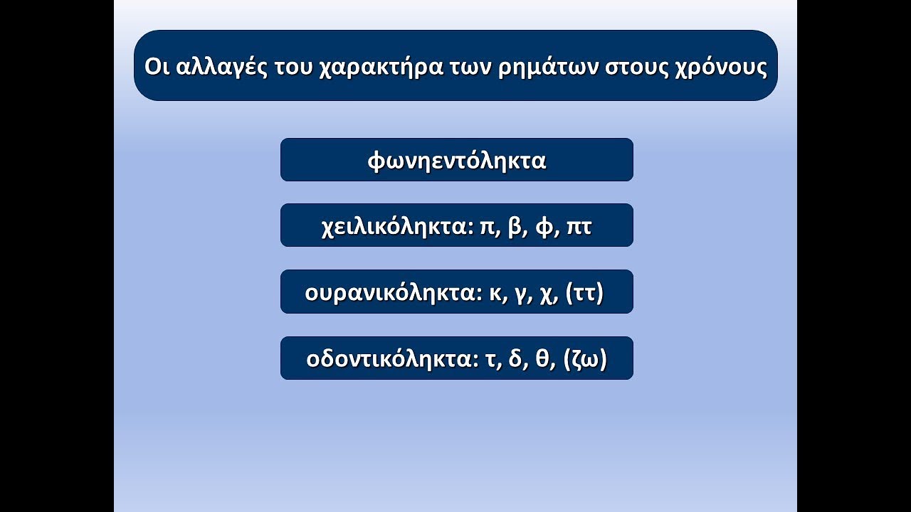 Αλλαγές του χαρακτήρα κατά το σχηματισμό των χρόνων των ρημάτων στα ...