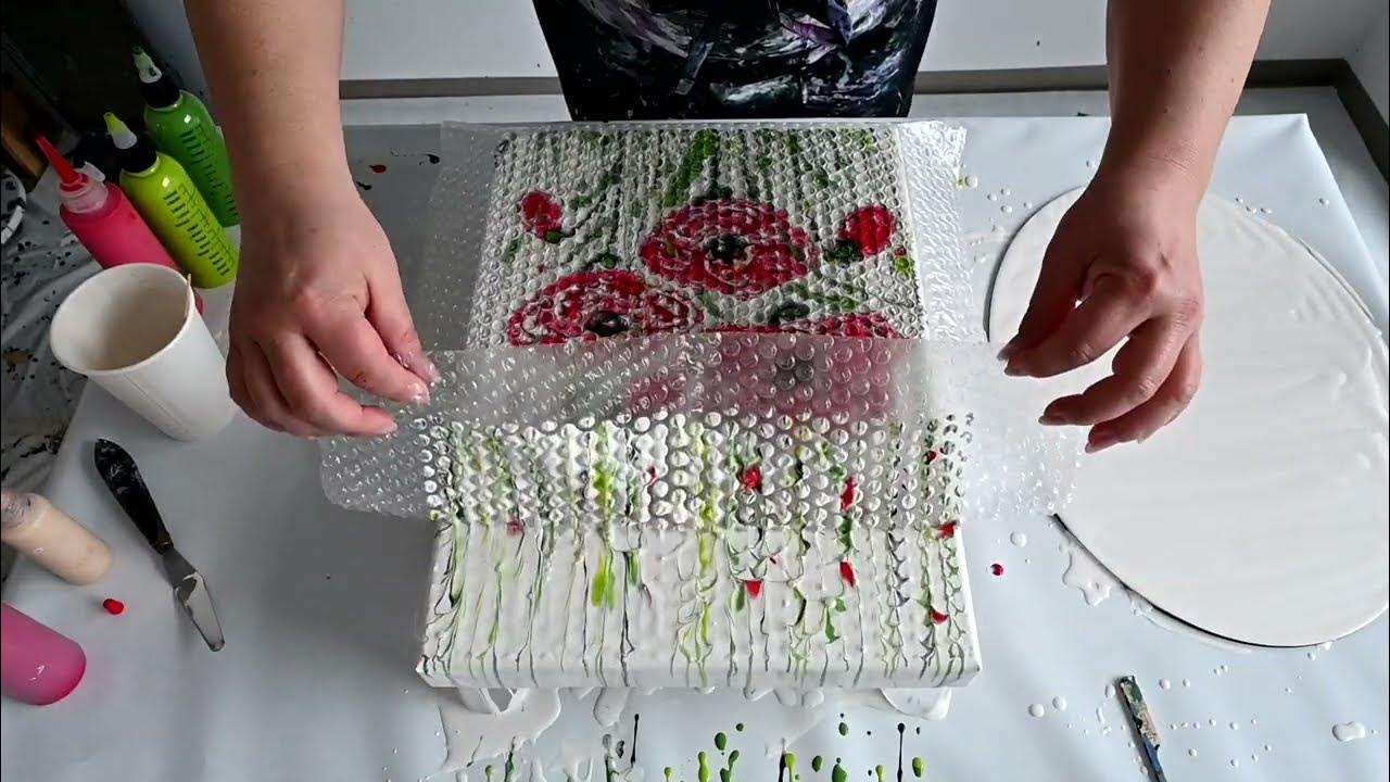 Creating Beautiful Poppy Flower With Fluid Acrylics And Bubble Wrap ...