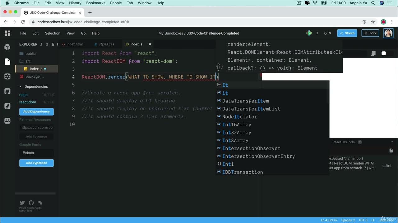 JSX Code Practice - YouTube