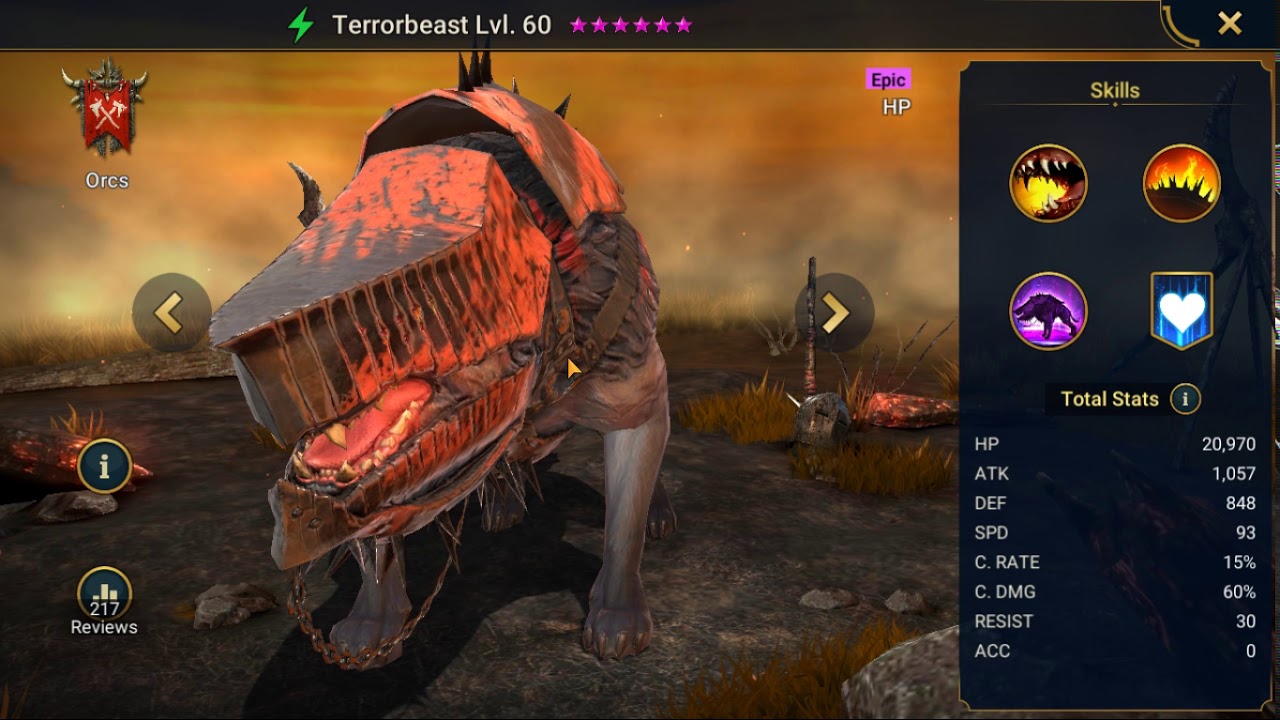 Raid Shadow Legends Hero Showcase Terrorbeast lv 60 - YouTube