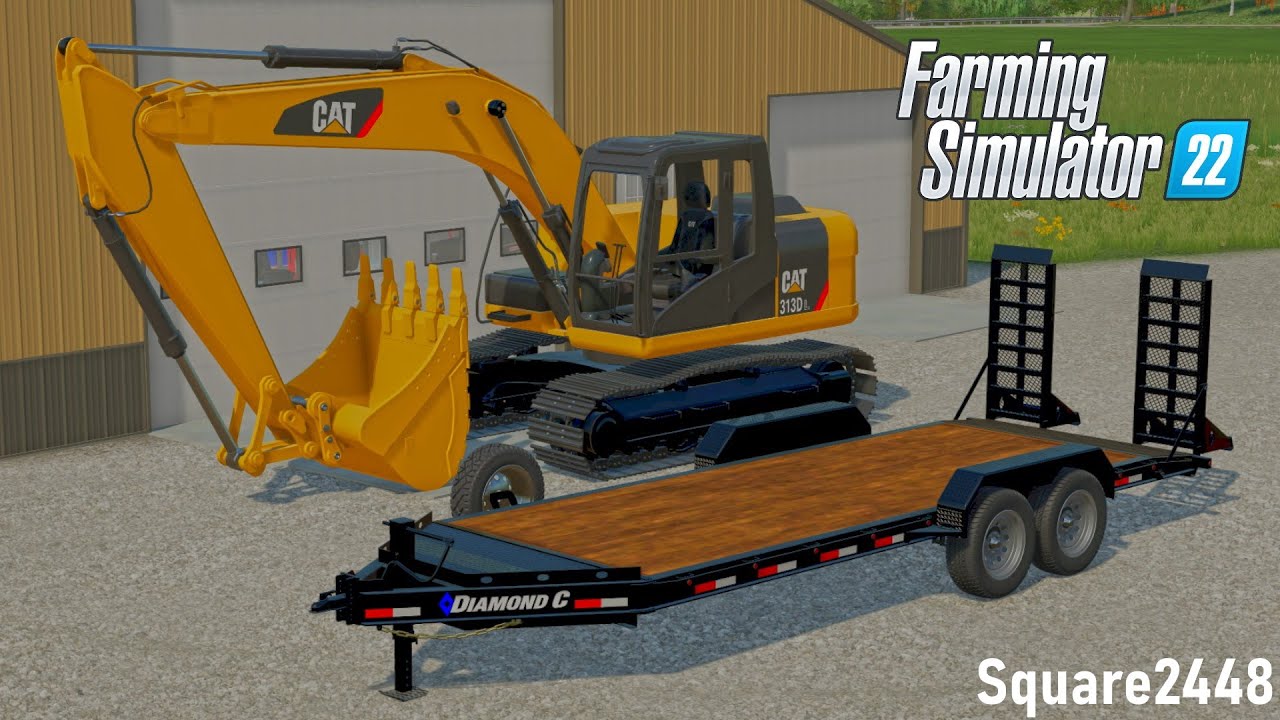 Buying A Cat Excavator & Dimond C Trailer! | FS22 Landscaping - YouTube