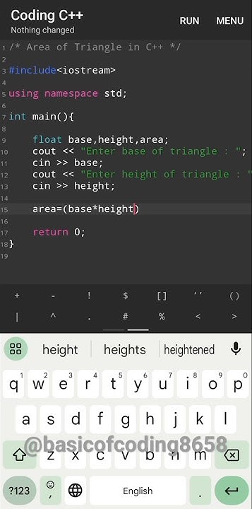 #5 Find area of triangle in C++ ॥ Area of Triangle #basicofcoding#coding#cpp#shorts#new# ...