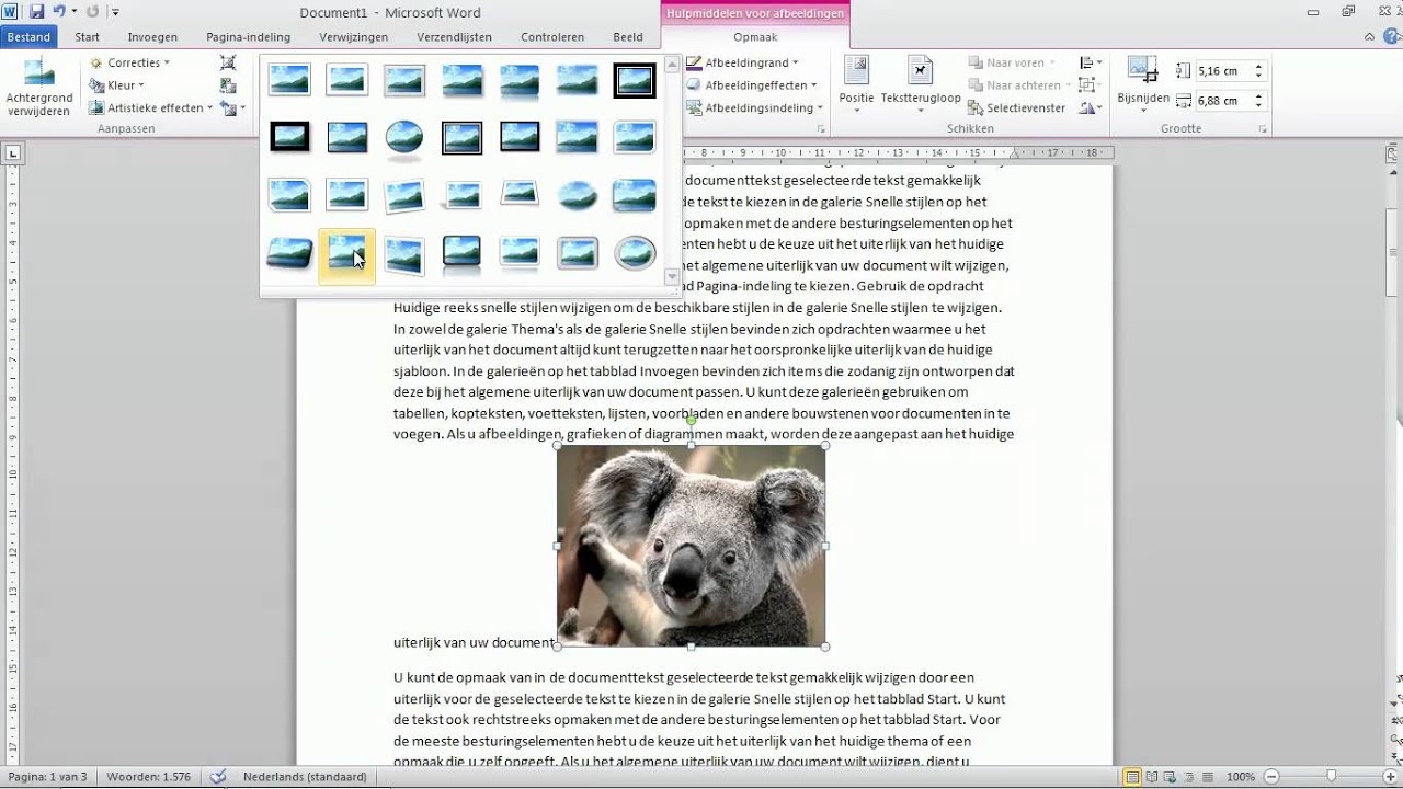 Opmaak van afbeeldingen in Word - YouTube