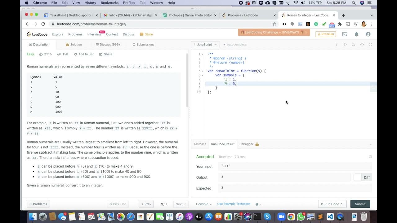 Leetcode13 Roman To Integer In Javascript Youtube 4851